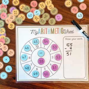 Math Wheel, Printable Arithmetic Wheel, Addition, Subtraction, Division ...