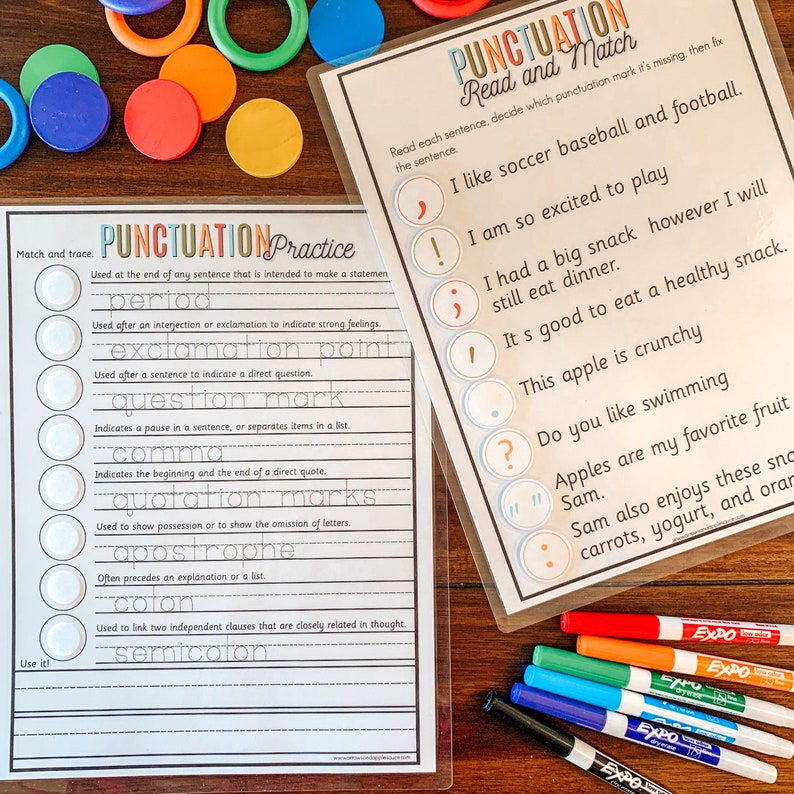 Punctuation Practice Set Printable Grammar Activity - Etsy