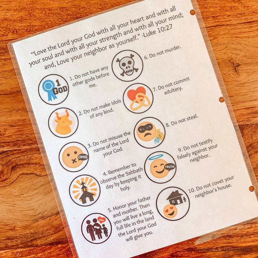 Ten Commandments Printable Memory Game Kids Activity Bible | Etsy