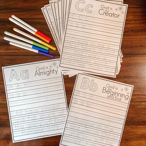 Bible Verse Tracing Pages Printable Alphabet Worksheets | Etsy
