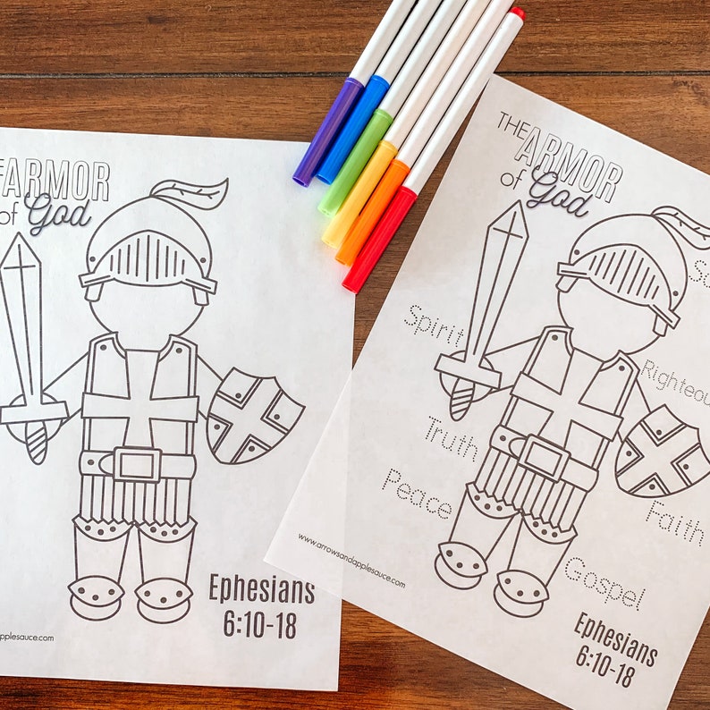 Armor of God Trace and Color Activity Set Coloring Pages - Etsy