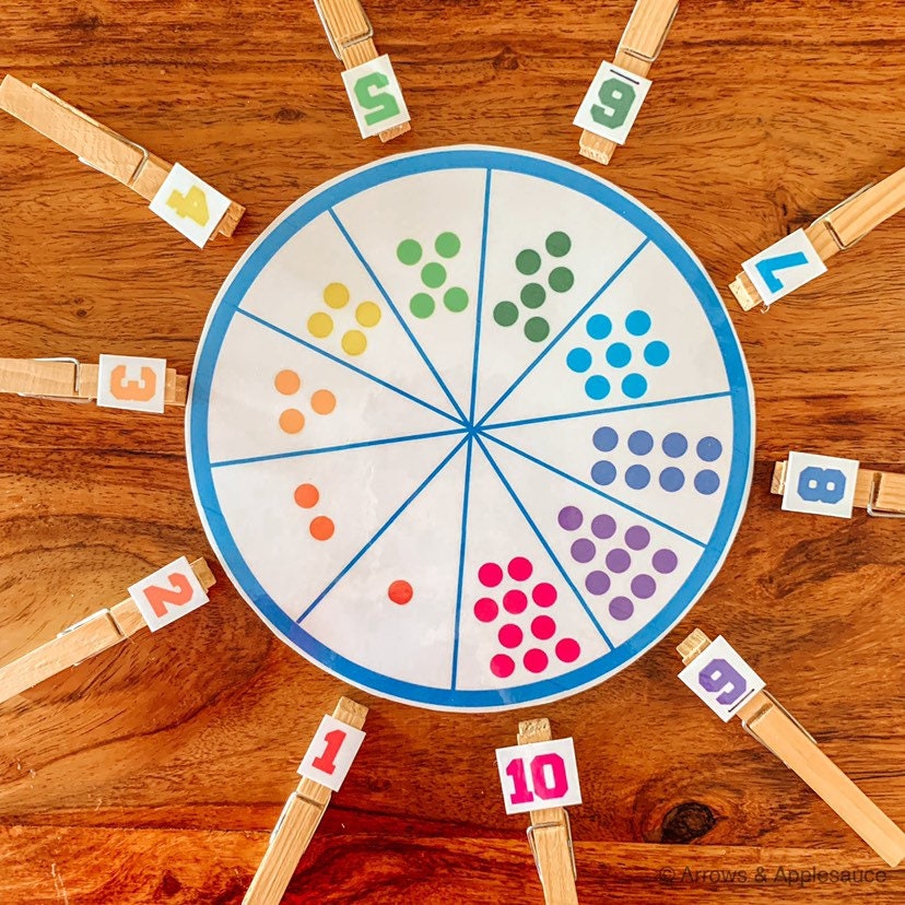 Number 1-10 Matching Game Educational Printable Math Wheel - Etsy