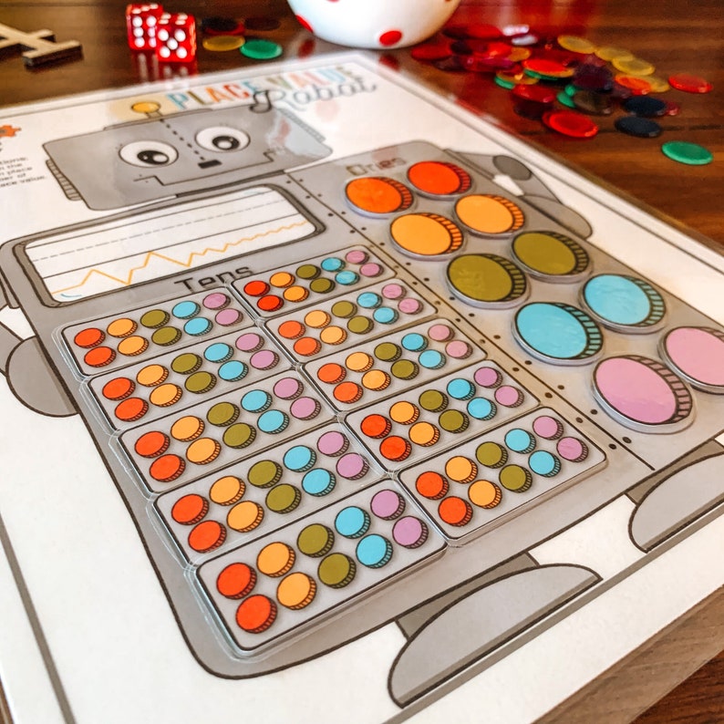Robot Place Value Printable Game, Kids Math Activity (digital Download ...