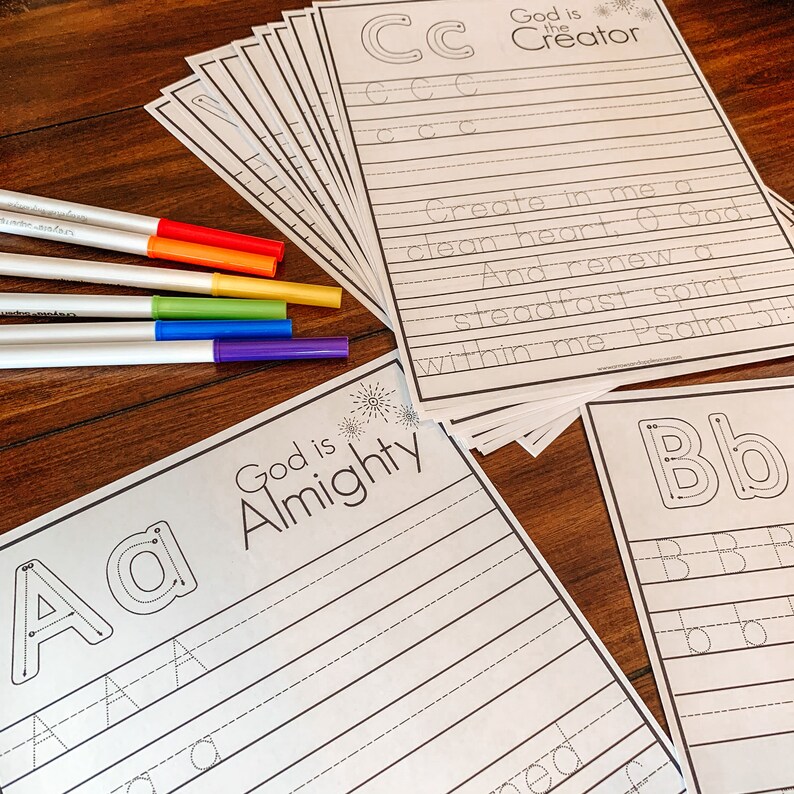 Bible Verse Tracing Pages Printable Alphabet Worksheets - Etsy