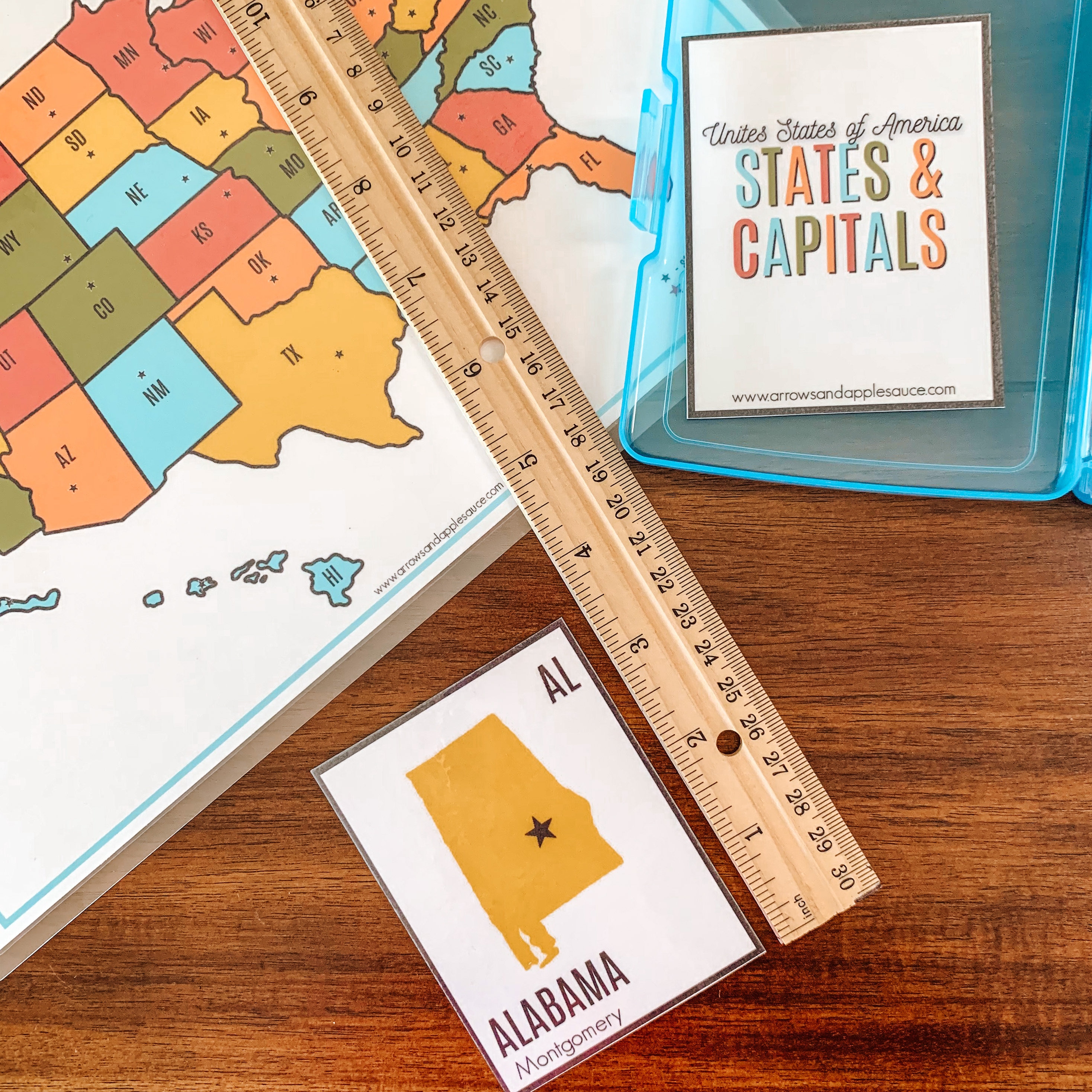 U.S. States and Capitals, Printable Flashcards. United States, State ...