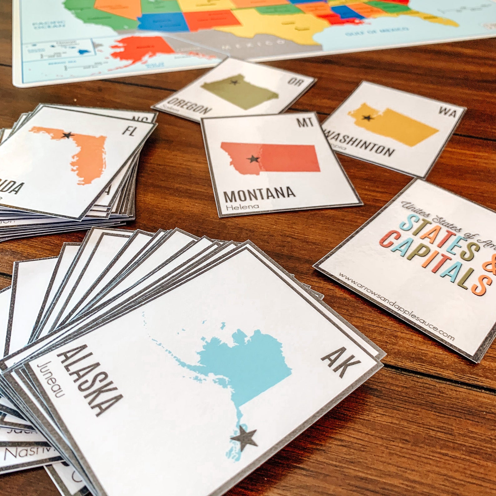U.S. States and Capitals Printable Flashcards. United States - Etsy