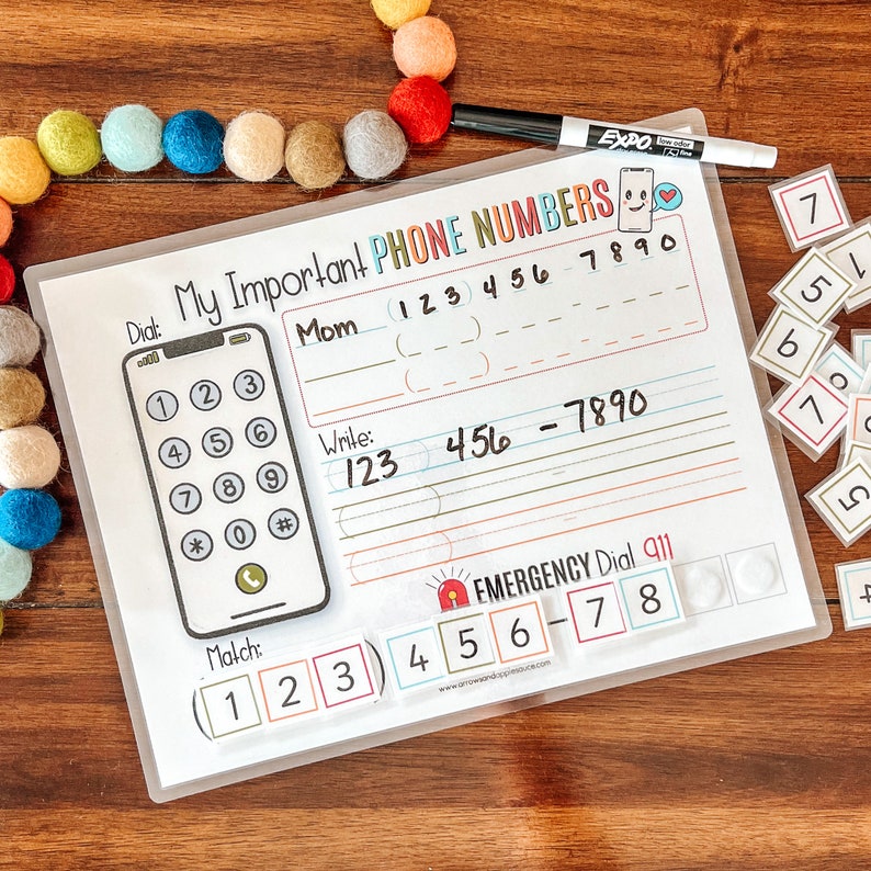 Phone Number Kids Activity Phone Number Practice About Me - Etsy