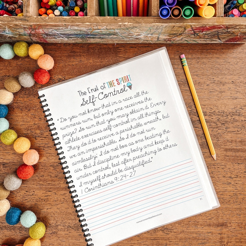 Cursive Fruit of the Spirit Printable Workbook, ESV Bible Penmanship ...