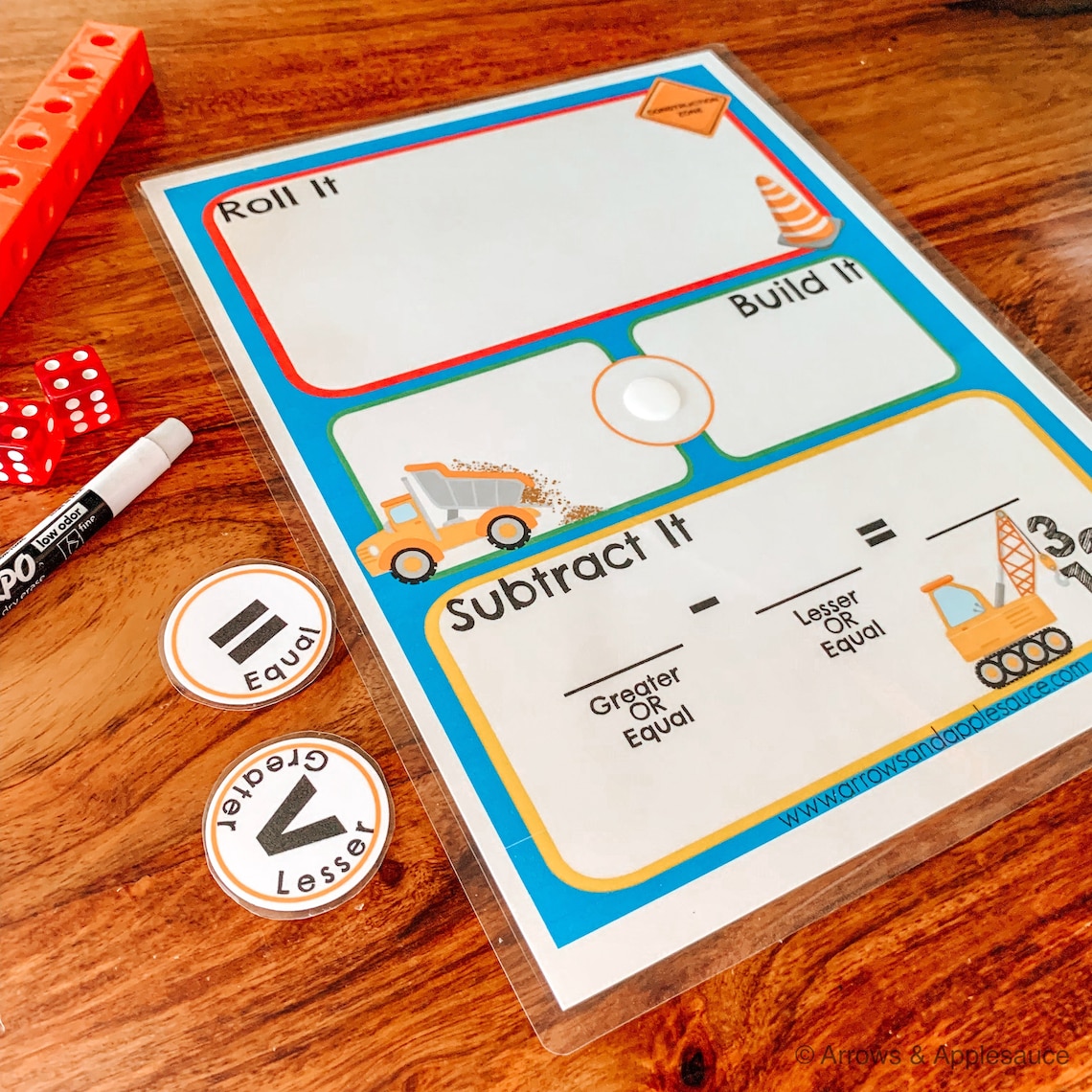 Subtraction Activity, Math Dice Game Printable, Homeschool Worksheet ...