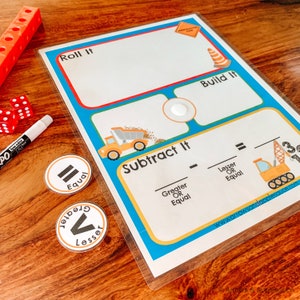 Subtraction Activity, Math Dice Game Printable, Homeschool Worksheet ...