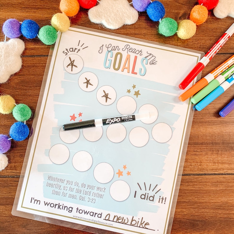 Goal Chart Kids Printable Rewards Chart Chore Tracker | Etsy