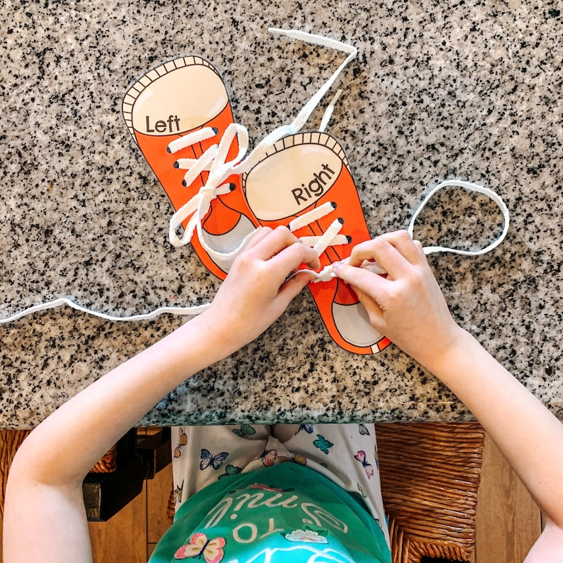 Buy Shoe Lacing Cards, Printable Shoe Tying Practice, Shoelaces, Kid's ...