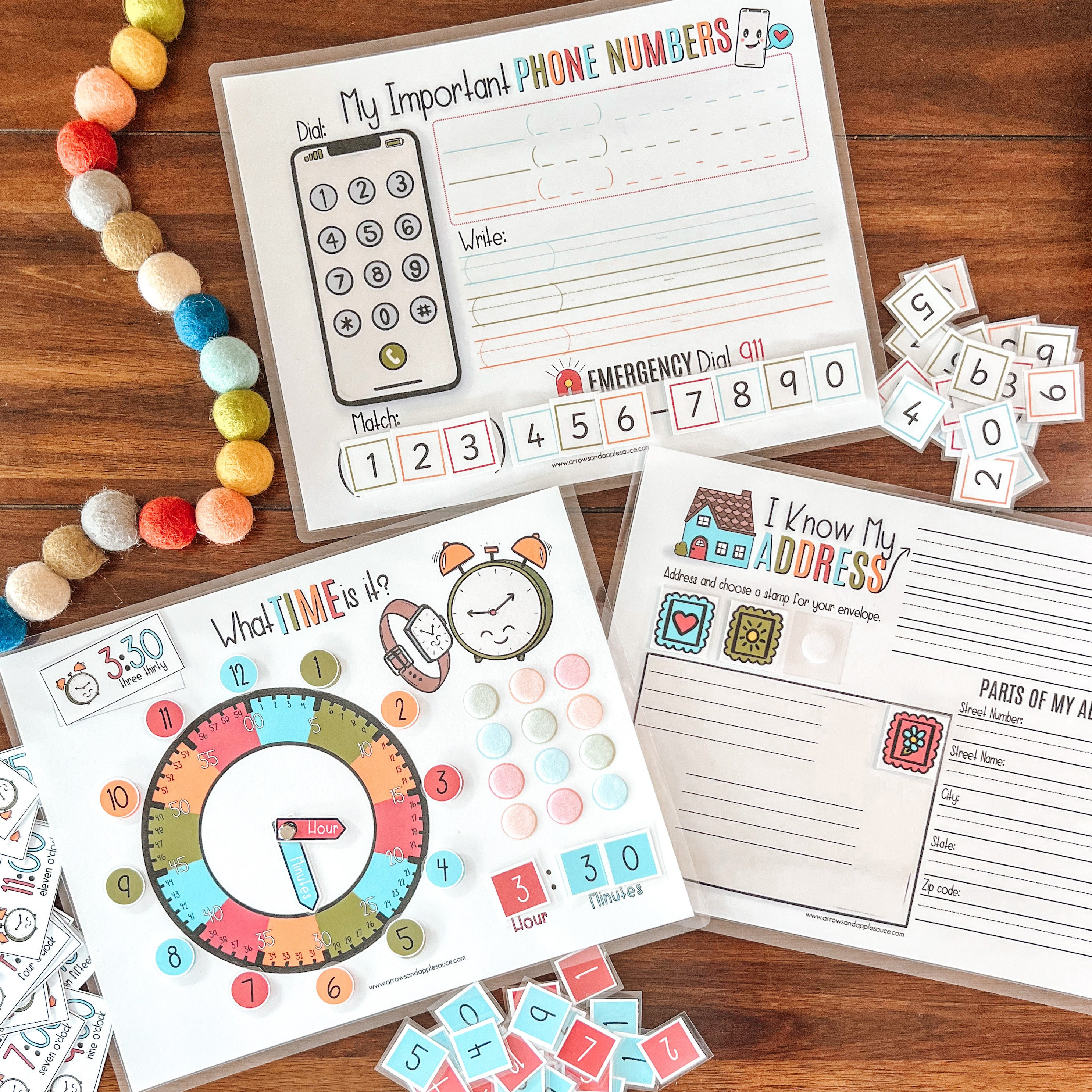 Life Skills for Kids Printable Bundle, Learn to Tell Time, Phone Number ...