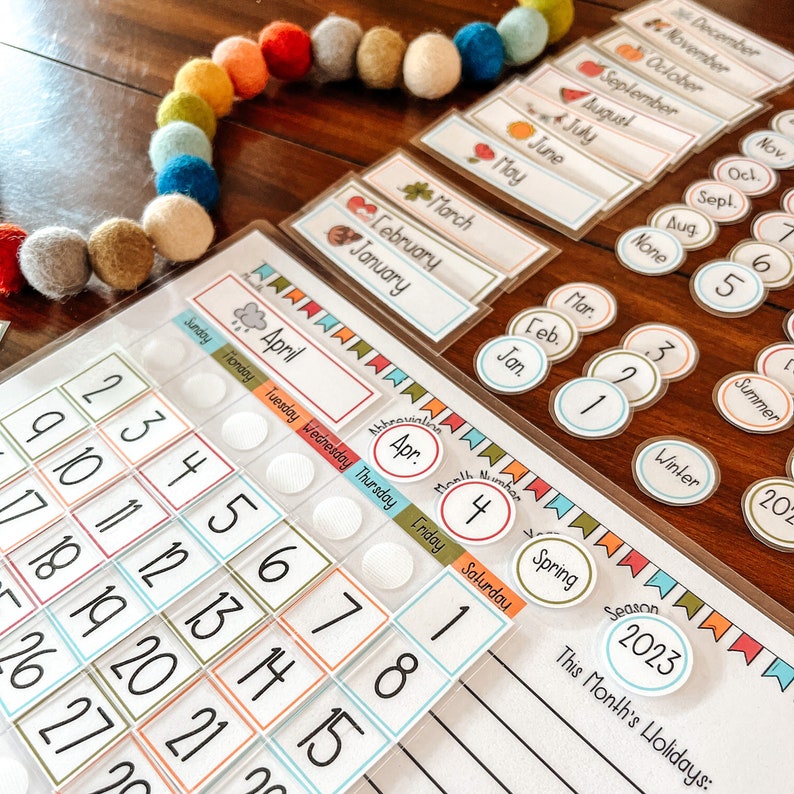 Perpetual Calendar, Circle Time Printable, Classroom Calendar ...