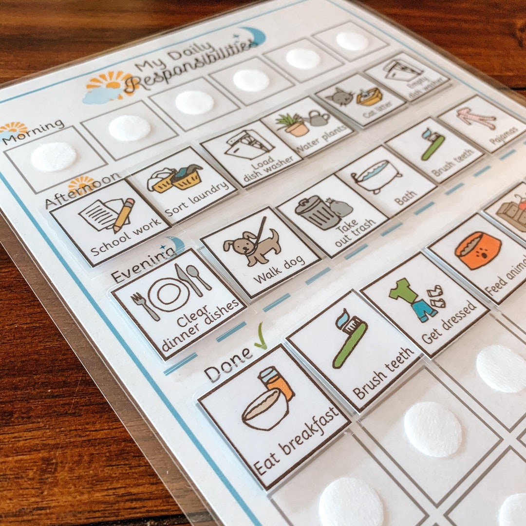 Daily Responsibilities Chore Chart, Printable Full Day Visual Routine ...