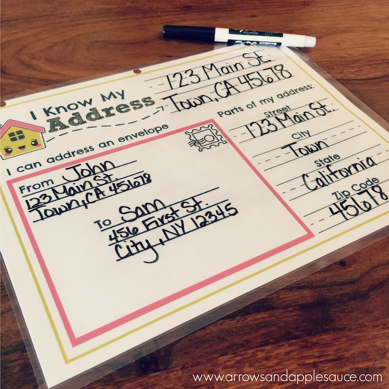 Address Kids Activity Address Practice Homeschool Printable | Etsy