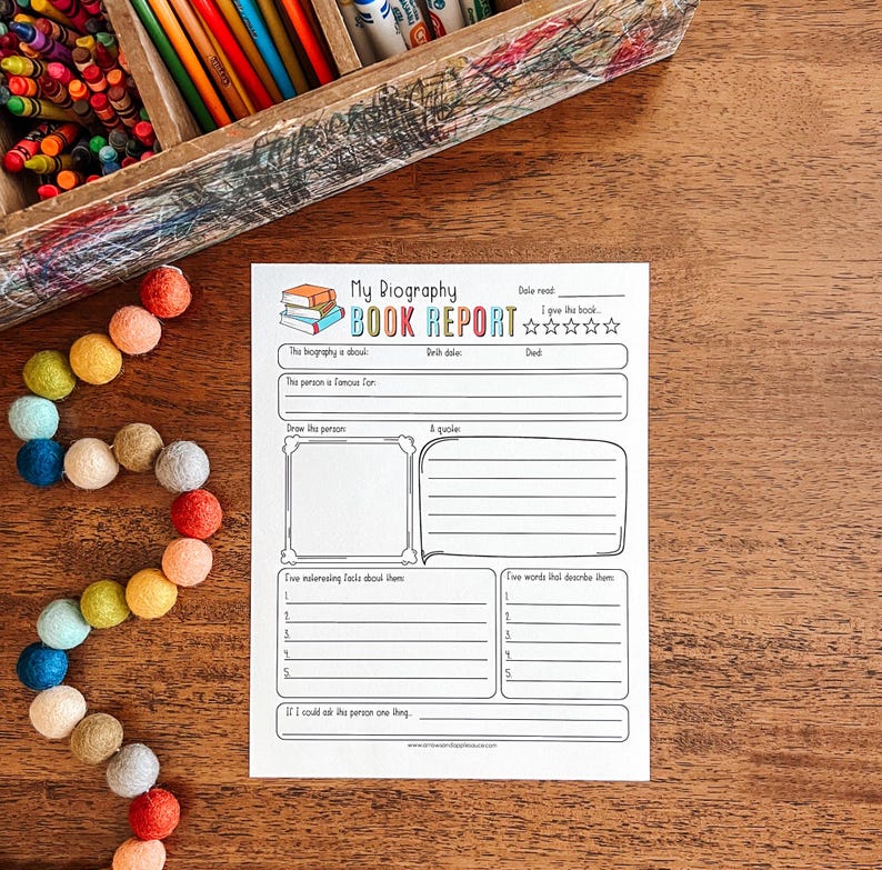 Book Report Activity Set, Homeschool Language Arts, Reading Review ...