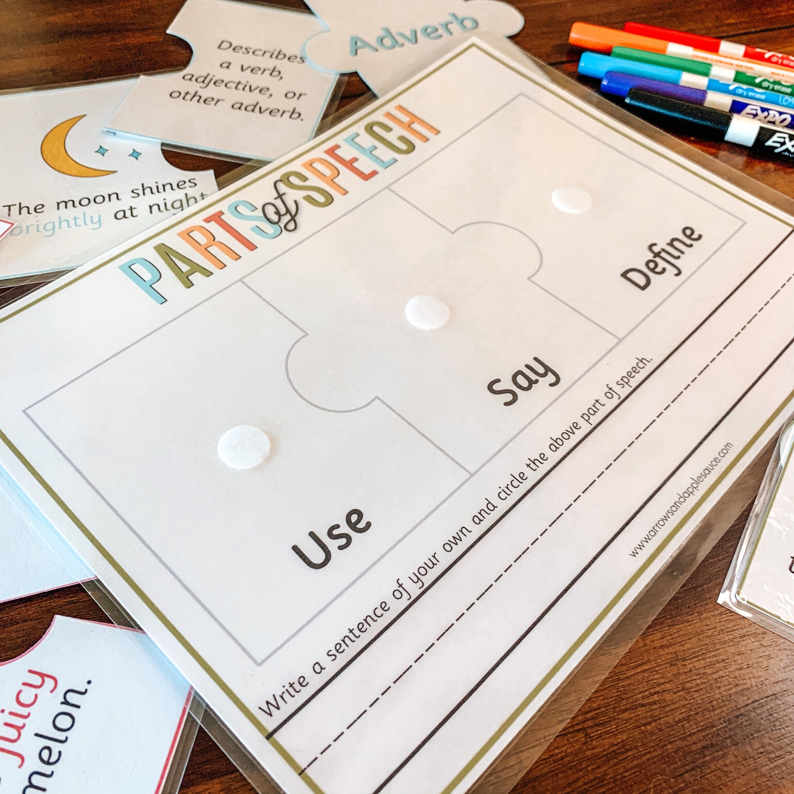 Parts of Speech Activity, Printable Grammar Game, Kids Language Arts ...