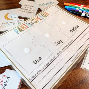 Parts of Speech Activity, Printable Grammar Game, Kids Language Arts ...