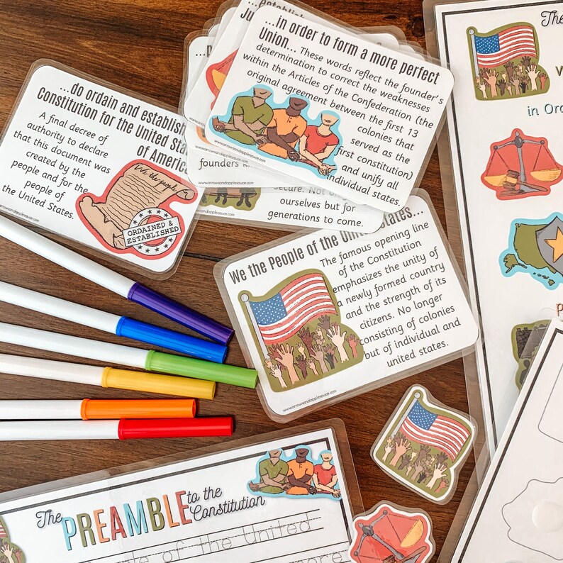 Preamble to the Constitution Printable Activity Pack United - Etsy