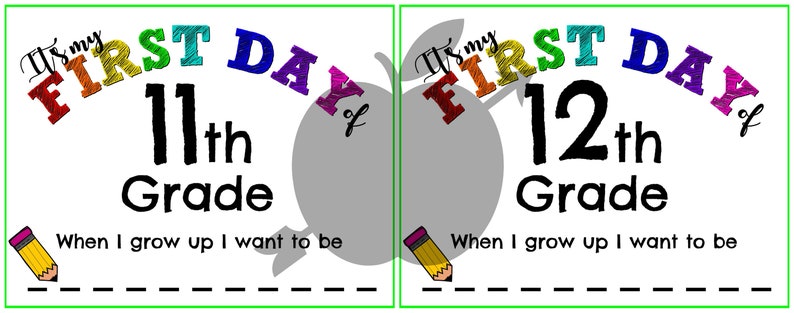 First Day of School Pre-k to 12th Grade Printable Sign Photo | Etsy