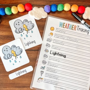 Weather Activity Set, Printable Weather 3 Part Cards, Tracing ...