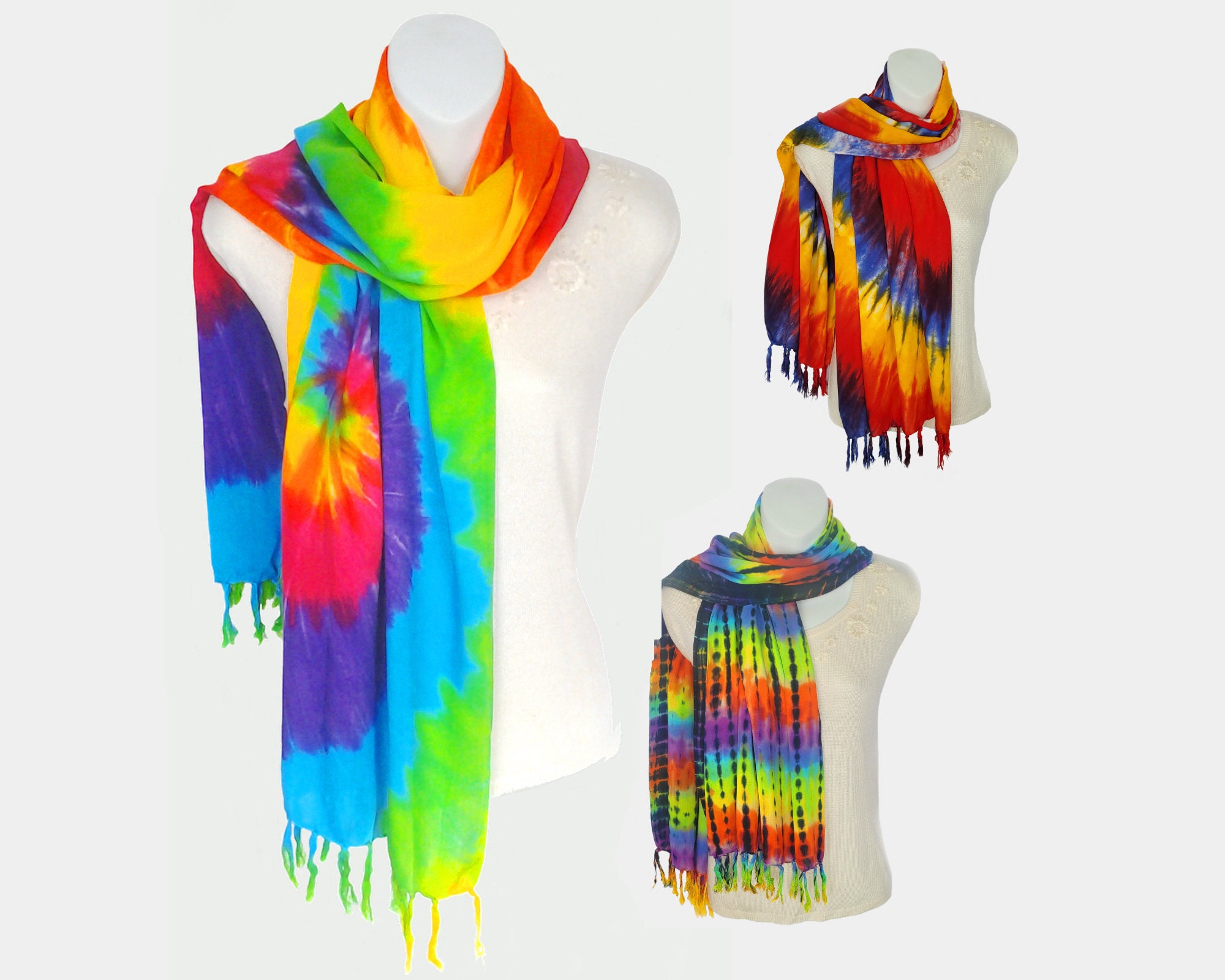 Rainbow Scarf/shawl/sash With Fringe - Etsy
