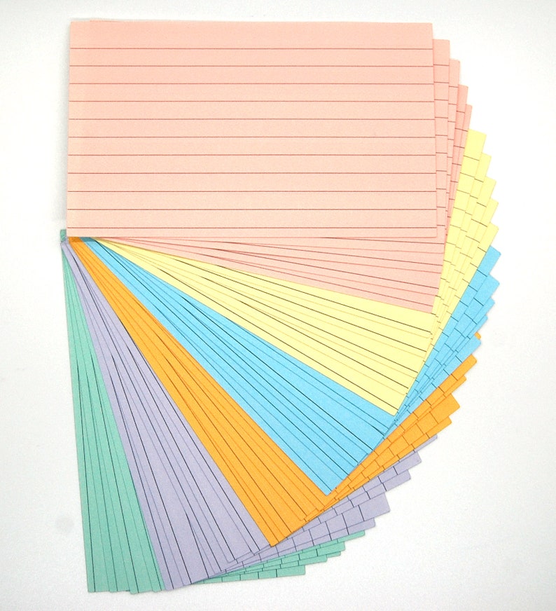 3 X 5 Index Cards 6 Colors Lined - Etsy