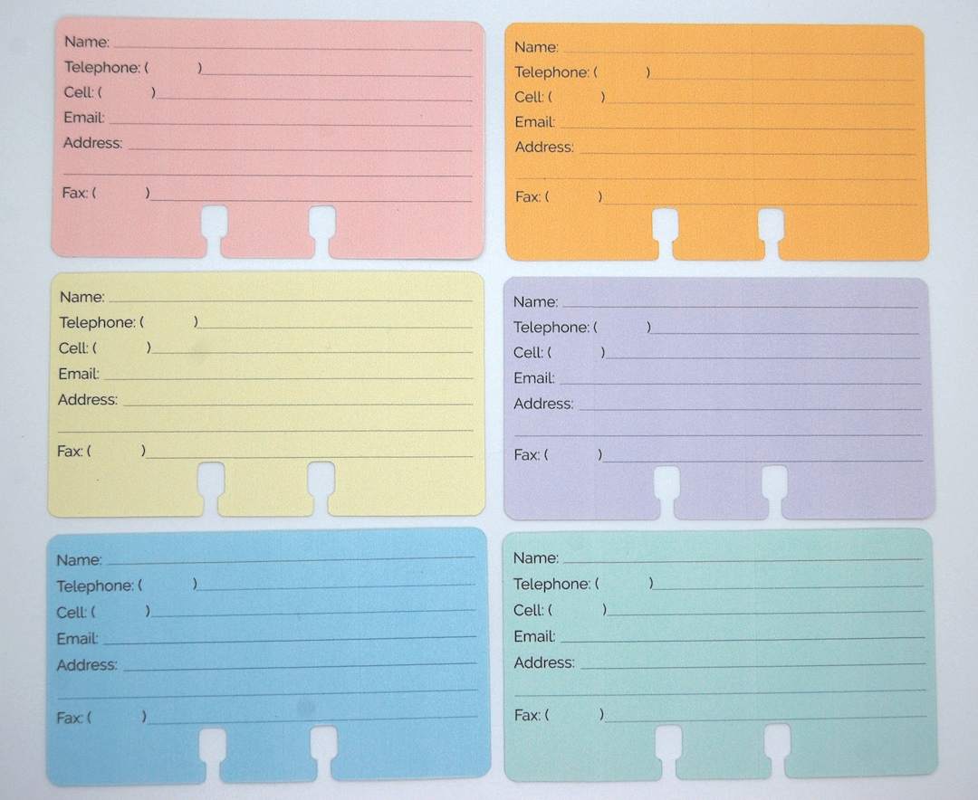 Rolodex Cards - 6 Colors - Contacts - Etsy