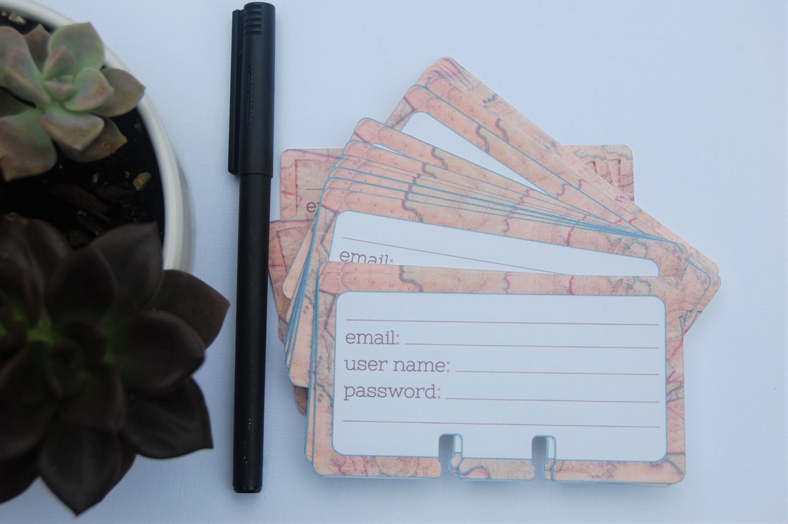 Rolodex Cards Vintage Map Password - Etsy