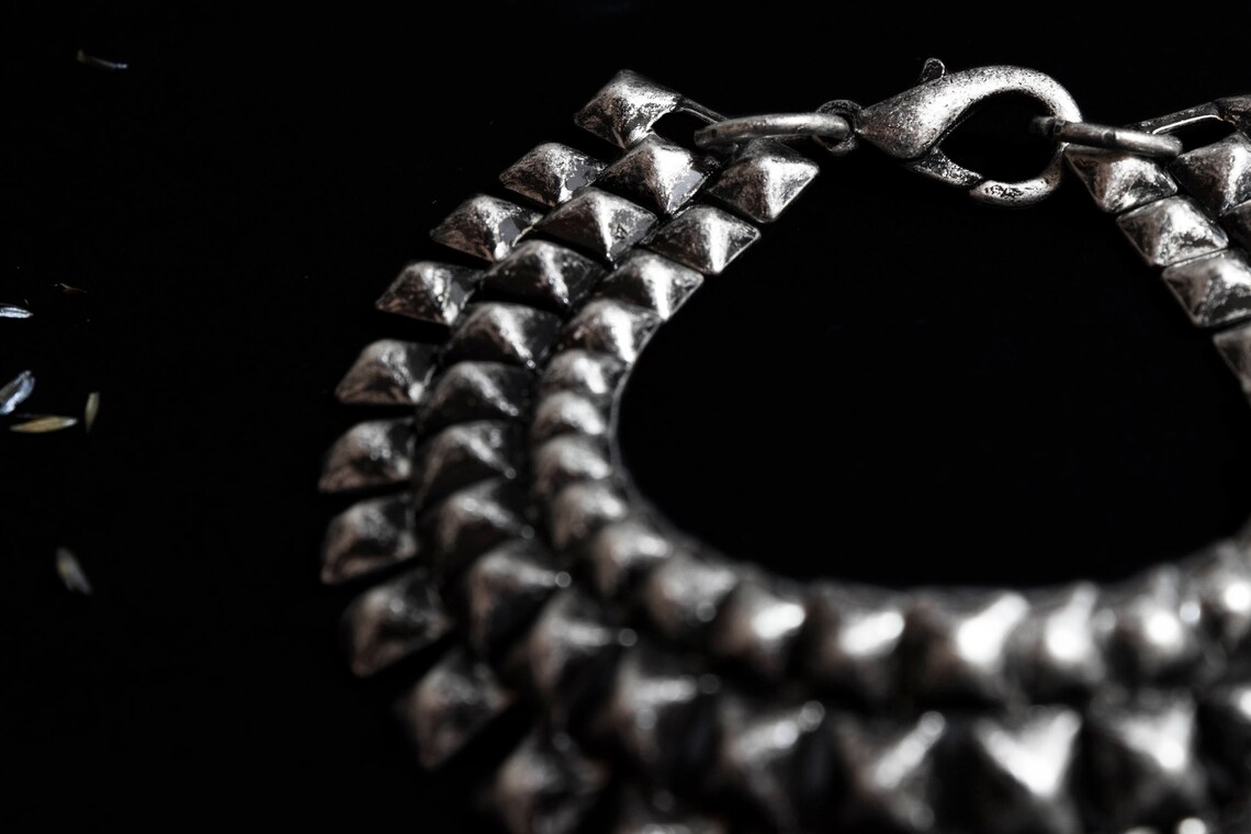 Men Silver Finish Pyramid Chain Bracelet Hades/alterskin - Etsy