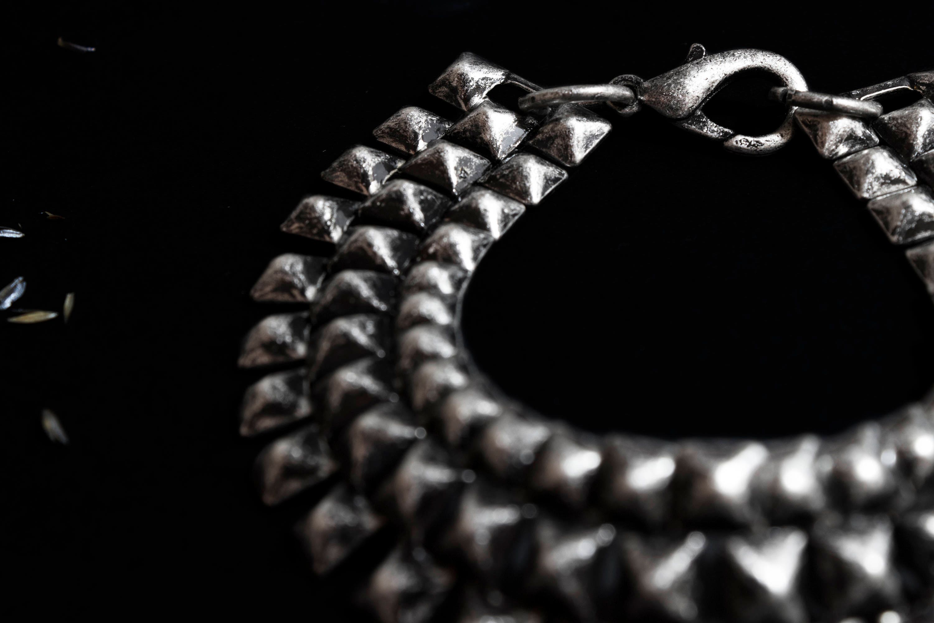 Men Silver Finish Pyramid Chain Bracelet Hades/alterskin - Etsy