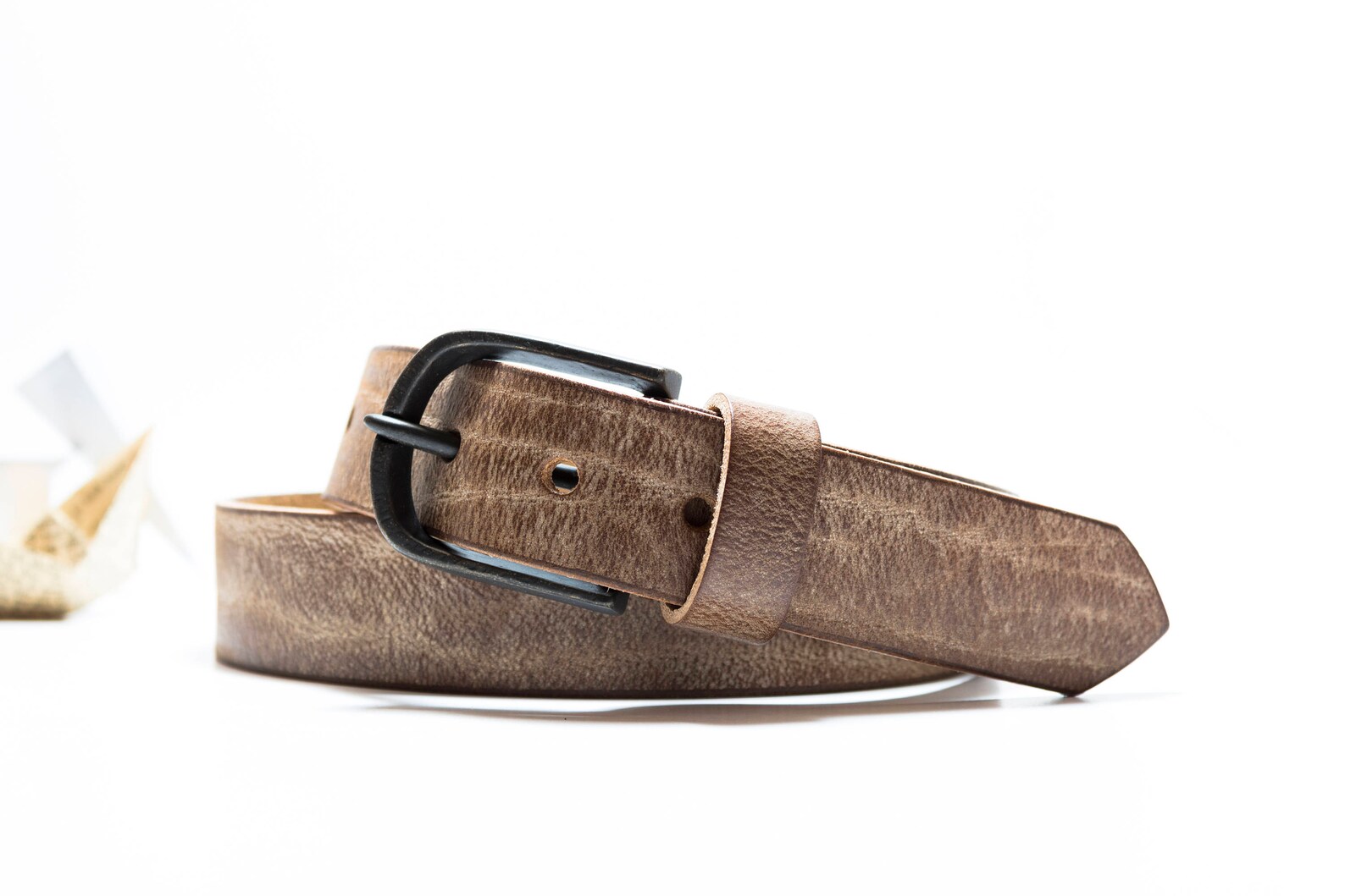 Men Handmade Genuine Leather Vintage Look Camel Belt W/ Buckle - Munich ...