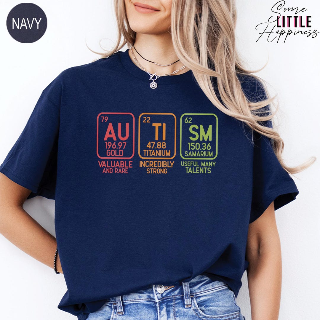 Autism Periodic Table Shirts, Autism Awareness Family V-neck Shirt ...