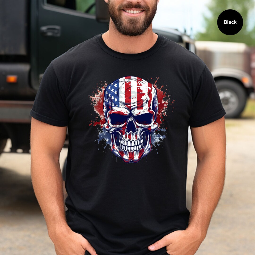 Cool Patriotic Skull Shirt, 4th of July Skull T-shirt, Fourth of July ...