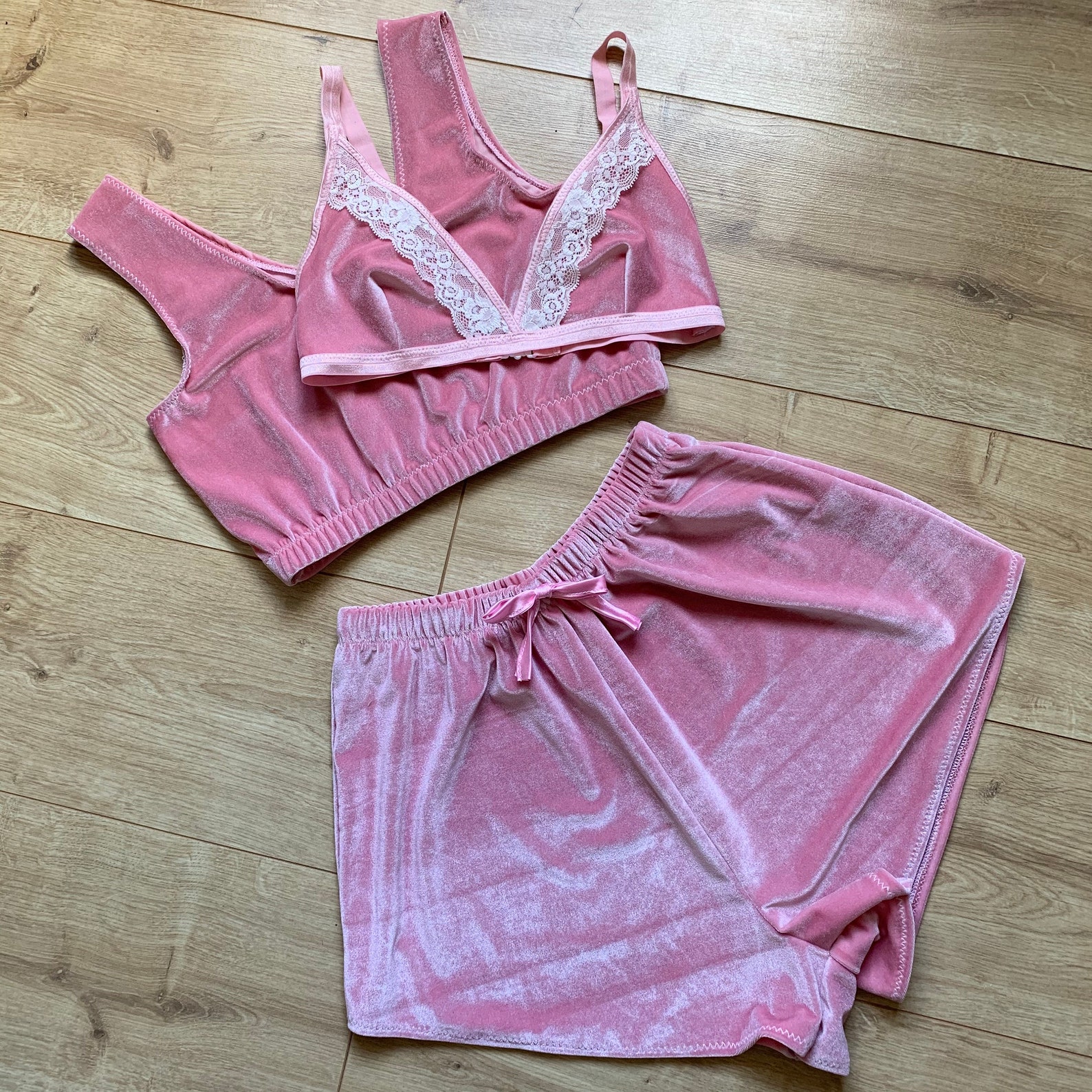 The Layla Velvet Velour Loungewear Set With Bra - Etsy