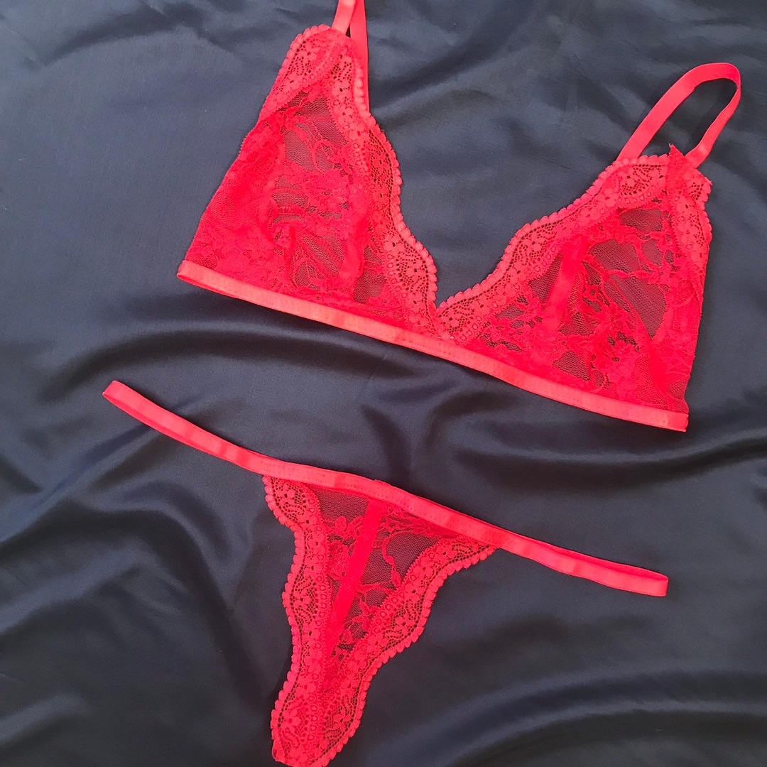 Red Lace Lingerie Set - Etsy