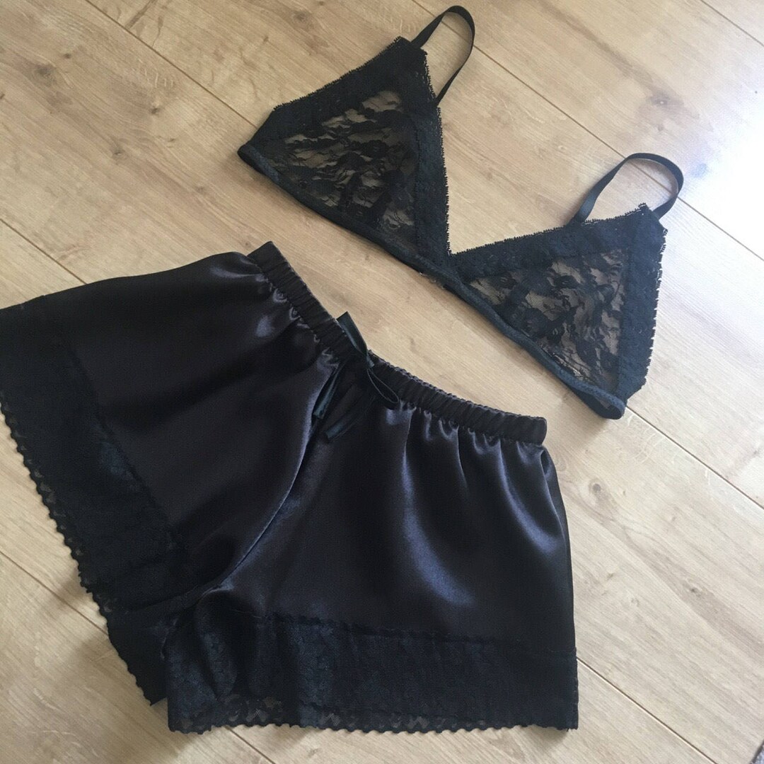 Satin and Lace Pyjama Set - Etsy