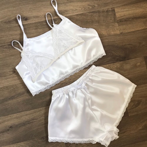 White Lace Pyjama Set - Etsy
