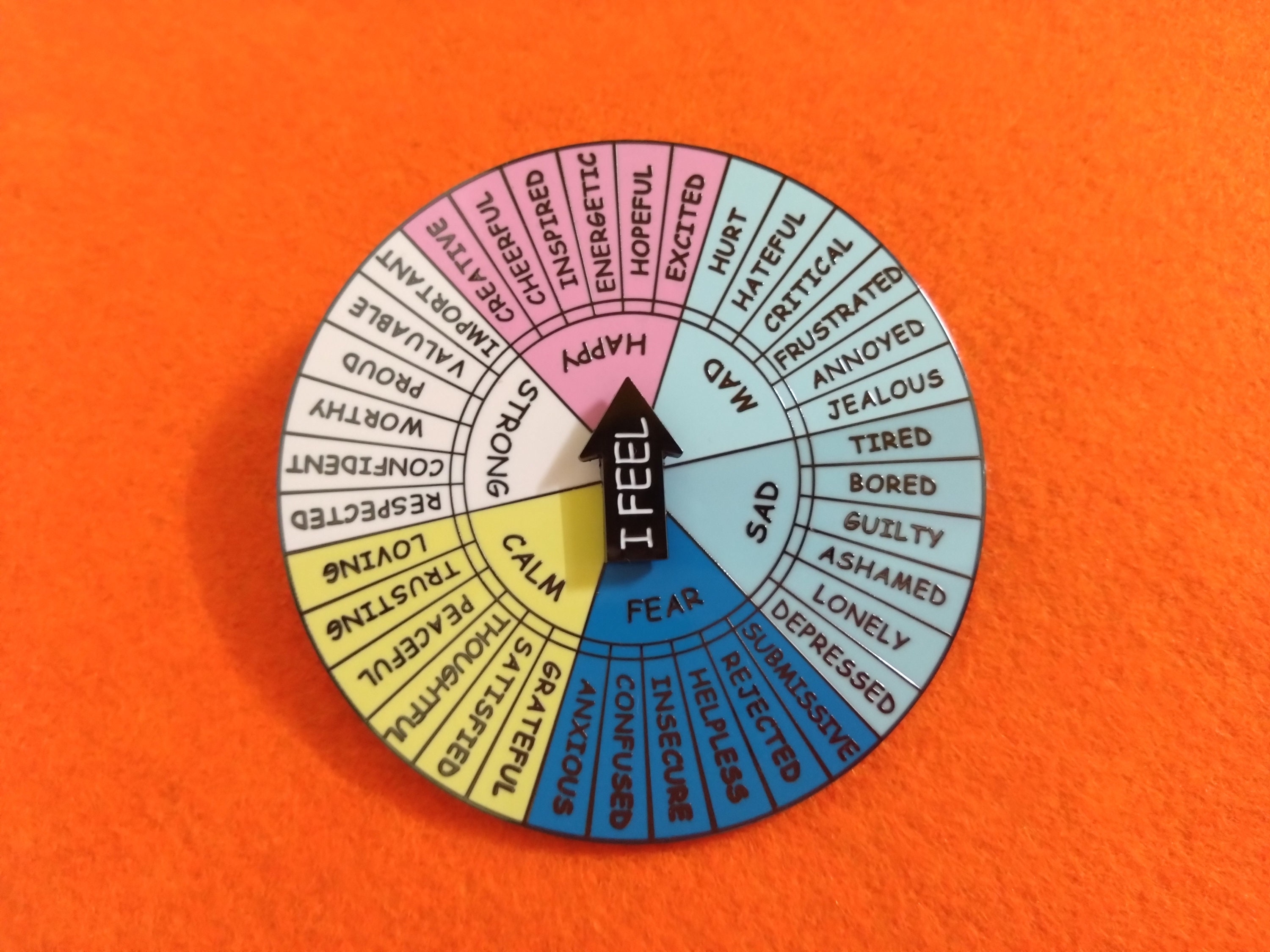 Big Metal Pin the Feelings Wheel, the Emotions Wheel Enamel Pin Lapel ...