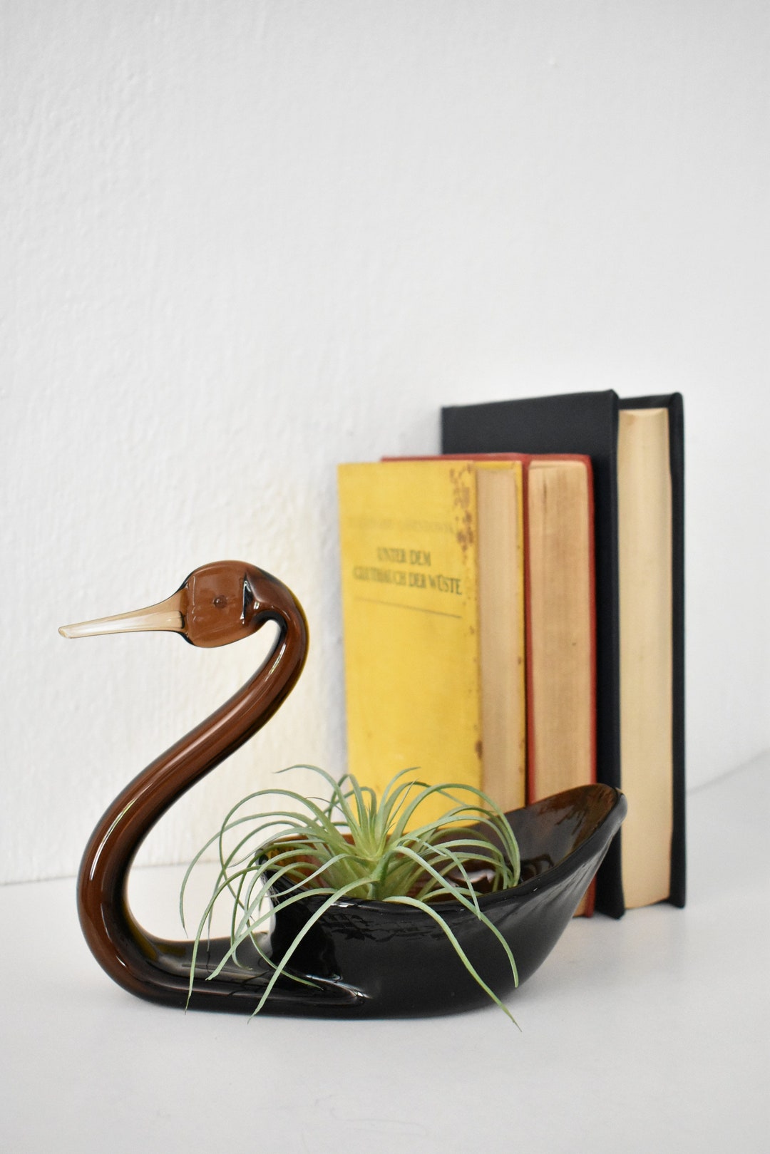 Vintage Tiffin Franciscan Amber Glass Swan, Candy Dish, Bird Figurine ...