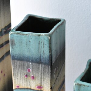 Asian Inspired Trio Abstract Pottery Vases, Set of Three Vases ...