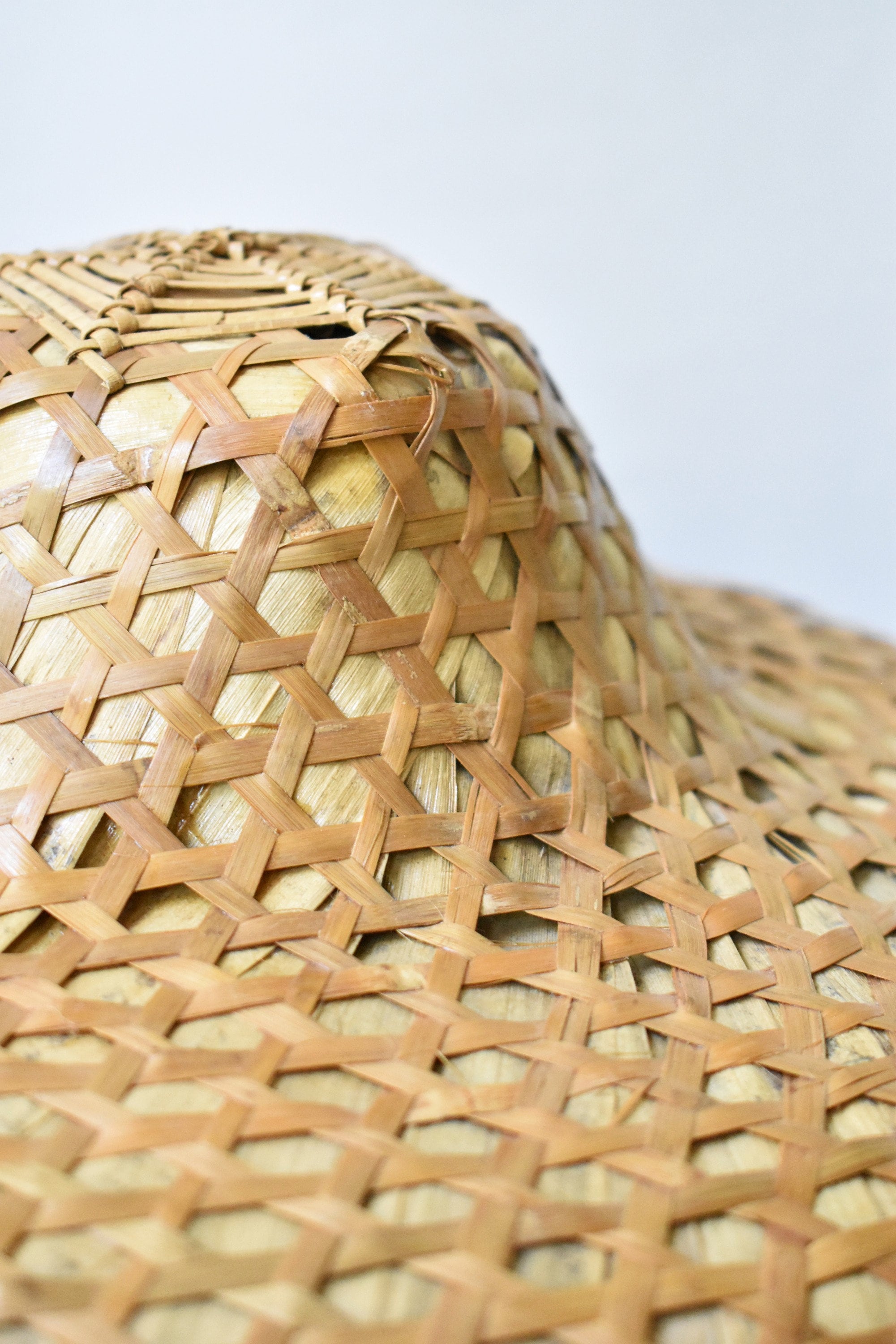 Vintage Asian Woven Wicker Hat Chinese Rickshaw Hat Farmer | Etsy