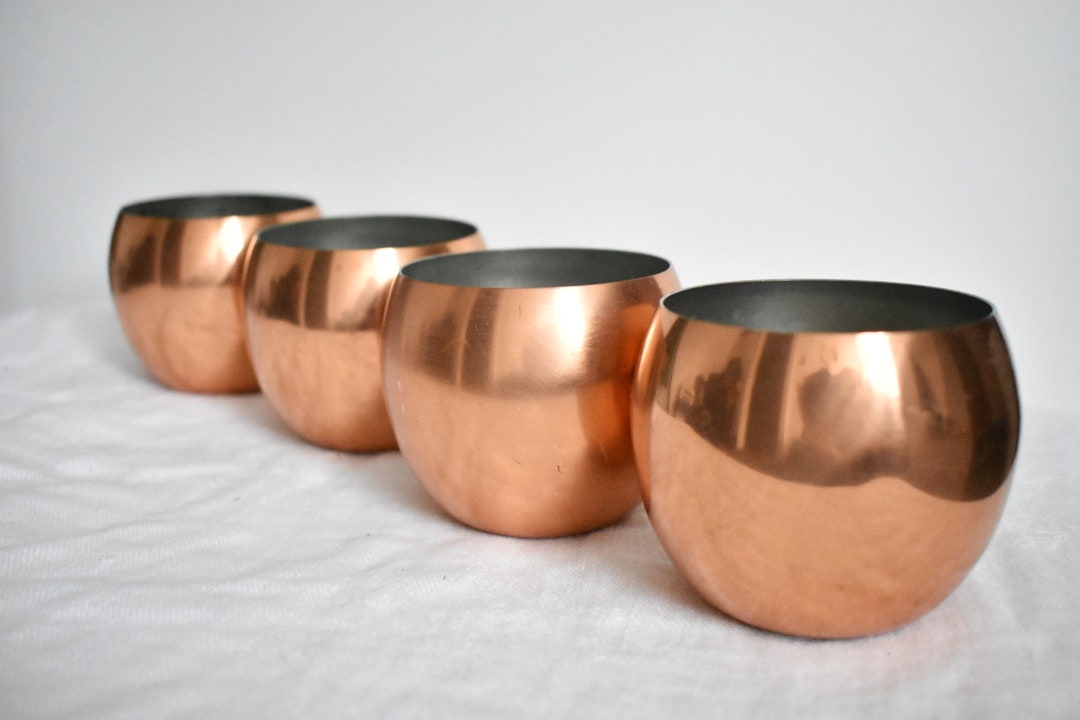 Vintage Copper Roly Poly Cups, Set of Four, Copper Craft, Indoor ...