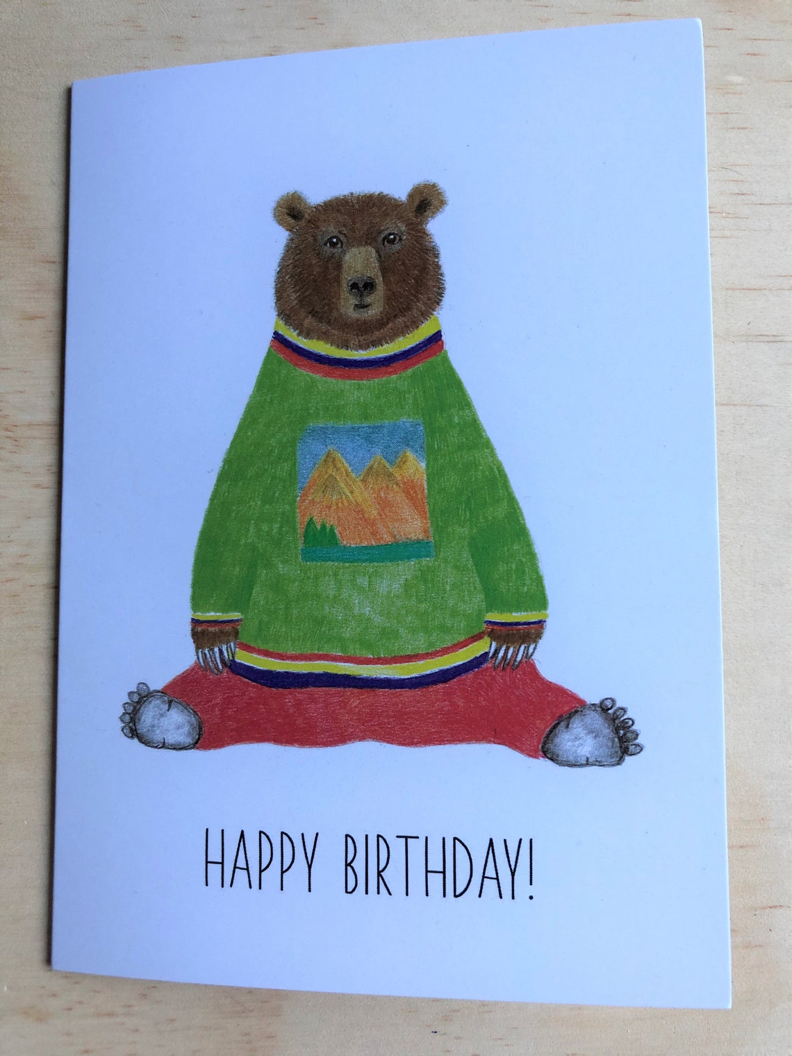 Cute Bear Birthday Card Bear Lovers Children's Illustration Funny Bear ...
