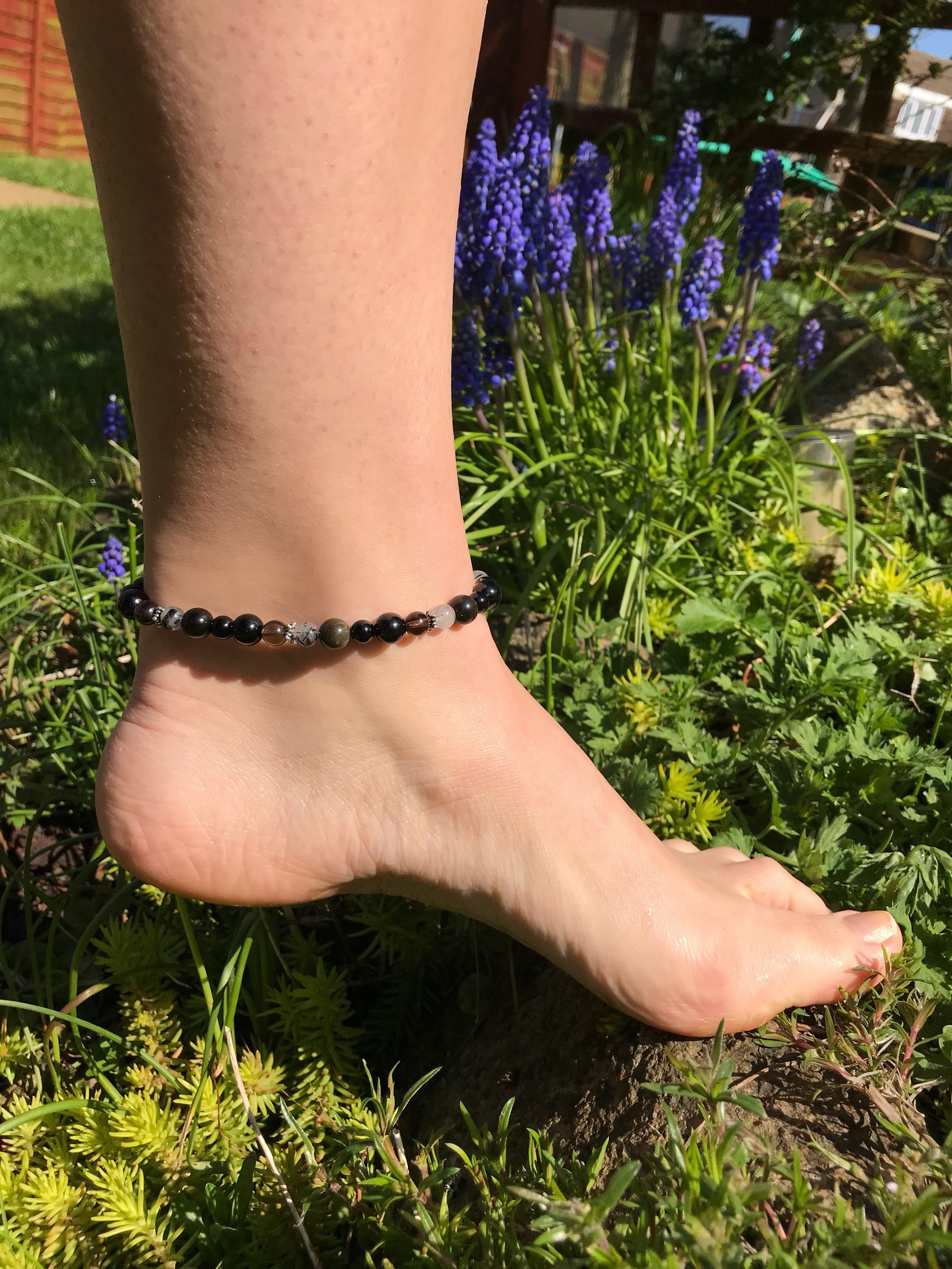 Protection and Grounding Crystal Anklet | Etsy
