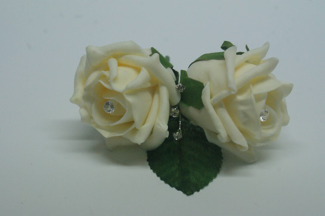 Double Cottage Rose Buttonholes With Daimante Spray, Perfect for All ...