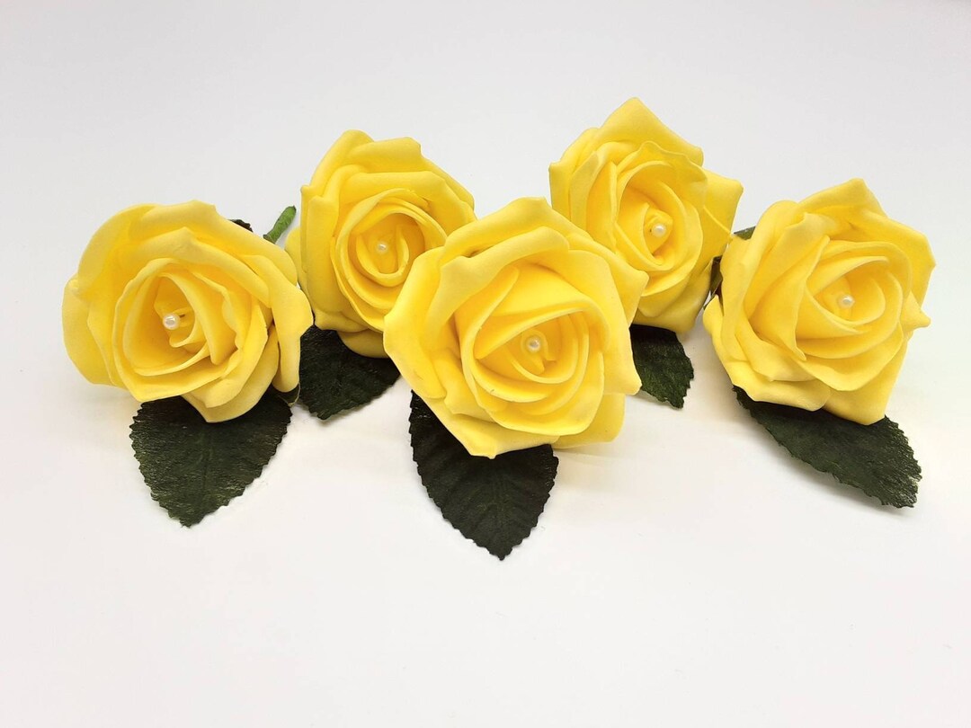 Light Yellow Wedding Buttonholes With Pearl Centre, Perfect for Groom ...