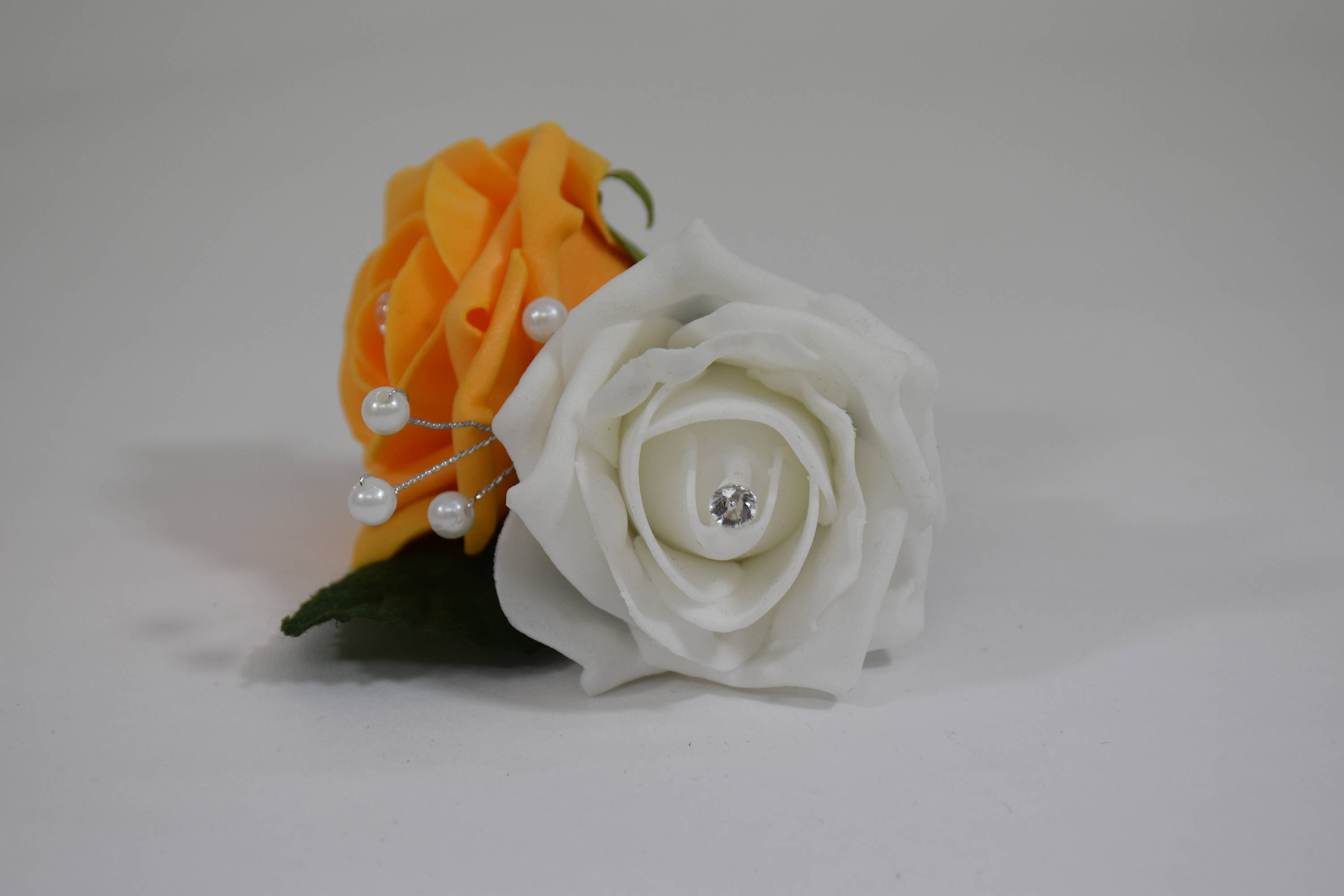 Double Cottage White Rose Buttonholes With Pearl Spray, Perfect for All ...