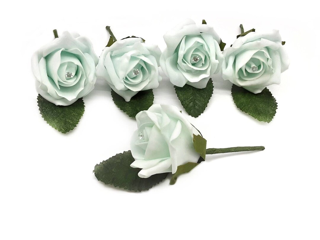 Peppermint Green Wedding Buttonholes With Daimante Centre, Perfect for ...